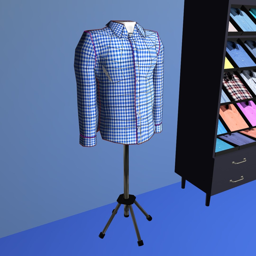 3d Model Shelves Shirts Mannequins
