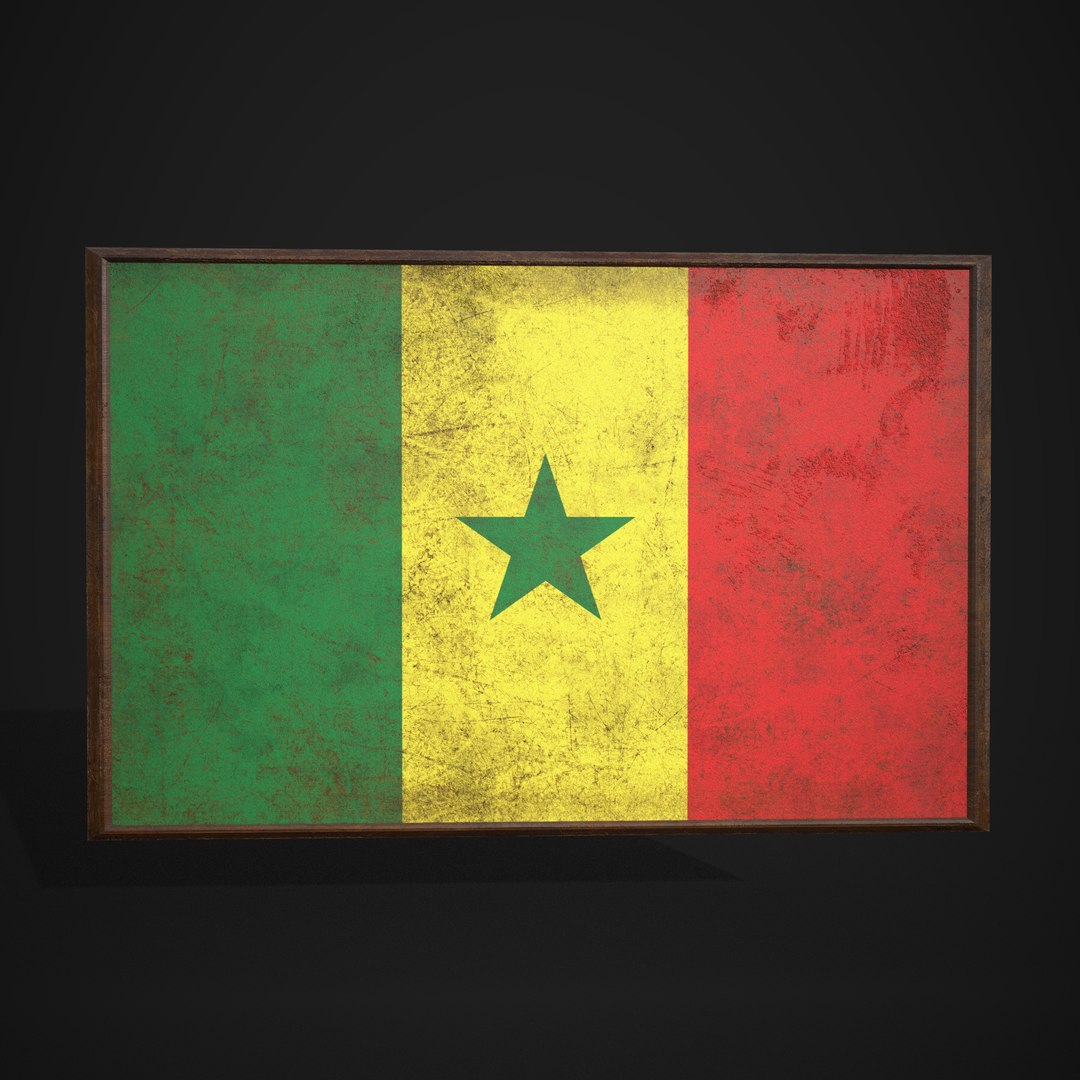 Old Picture Frame With Senegal Flag - Game Ready PBR Low-poly 3D Model ...