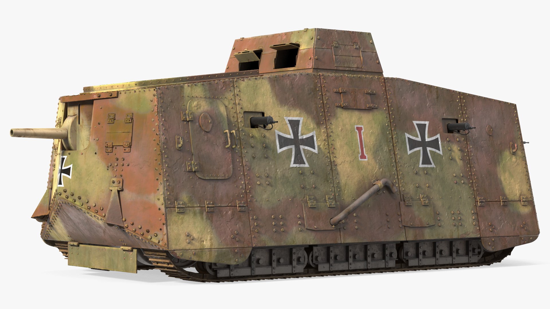 3D model German A7V Sturmpanzerwagen Tank Camo Aged Rigged - TurboSquid ...