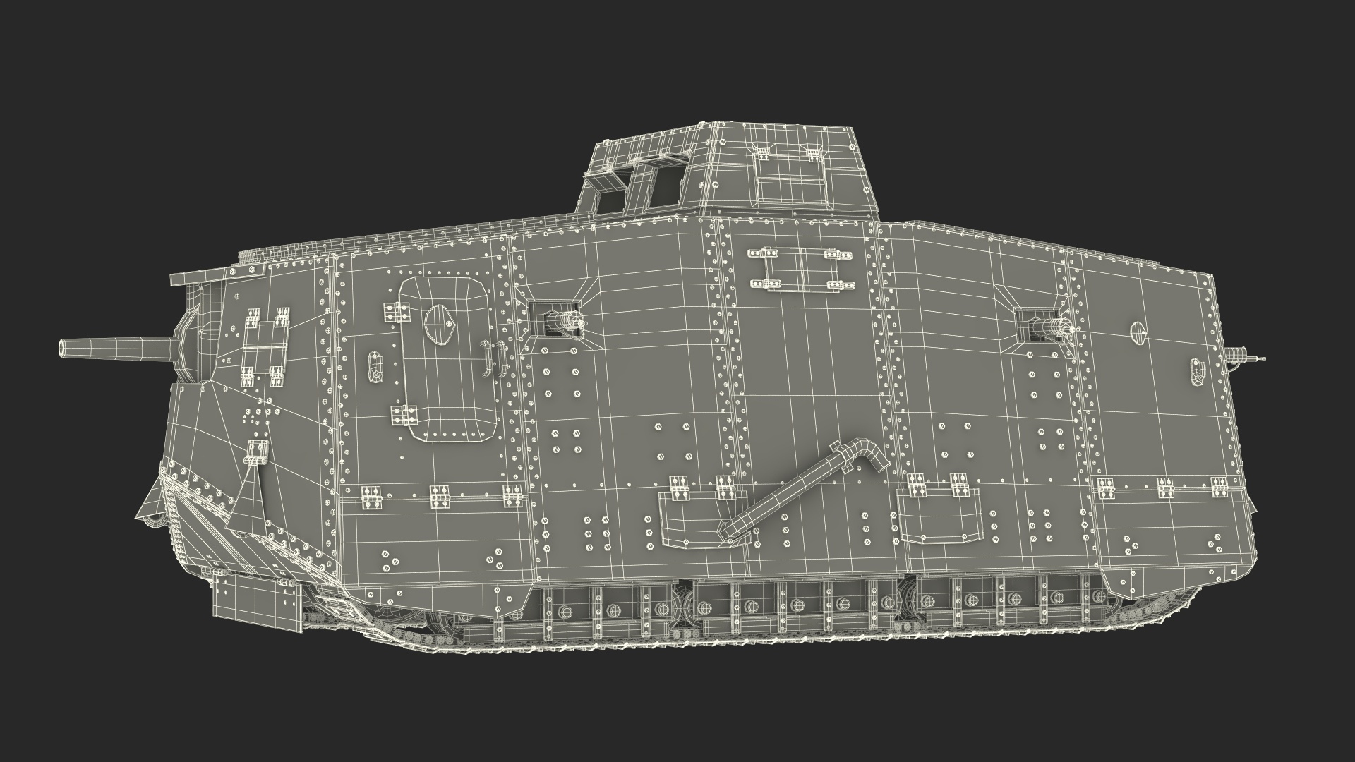 3D Model German A7V Sturmpanzerwagen Tank Camo Aged Rigged - TurboSquid 2168232
