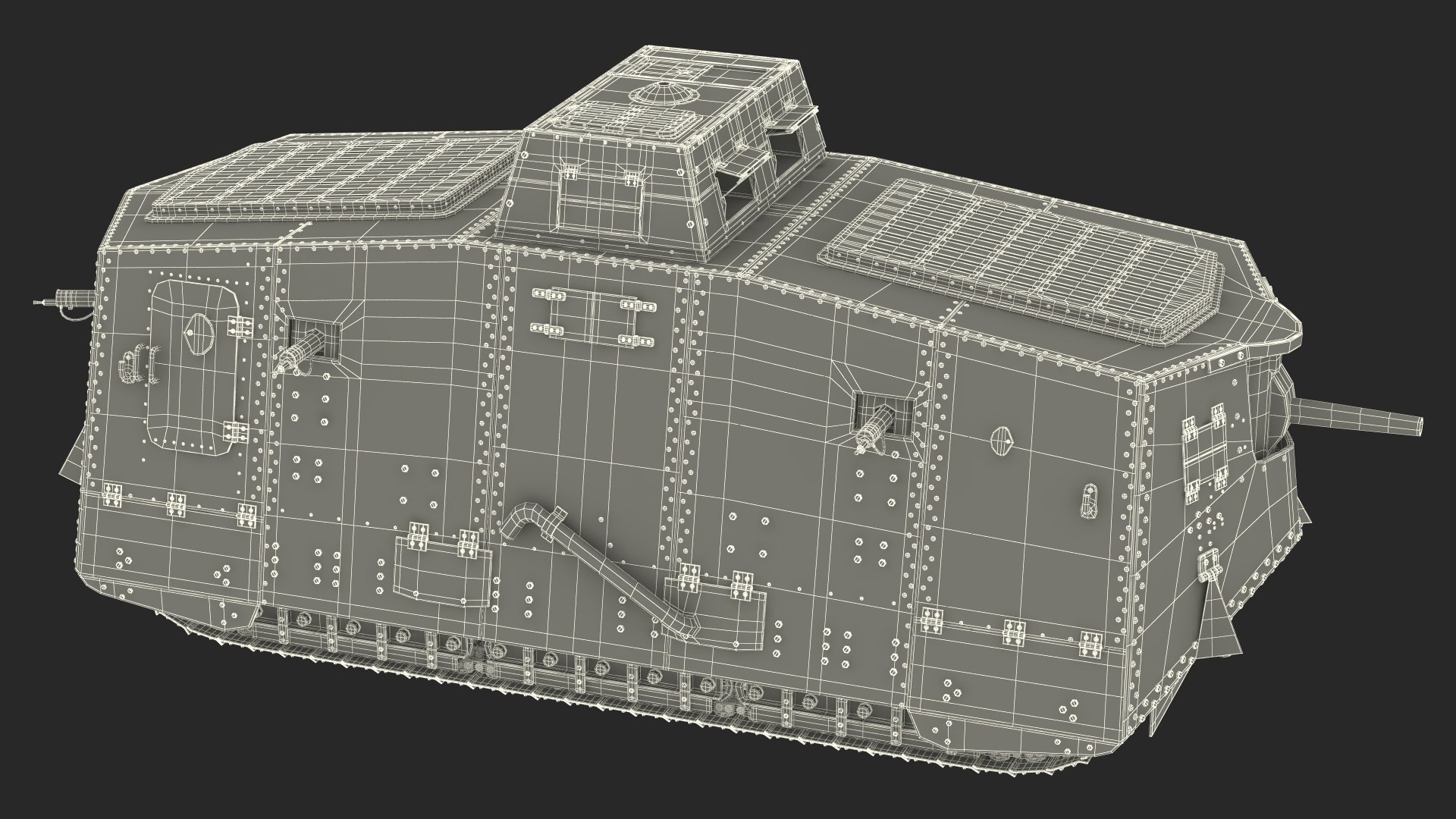 3D model German A7V Sturmpanzerwagen Tank Camo Aged Rigged - TurboSquid ...