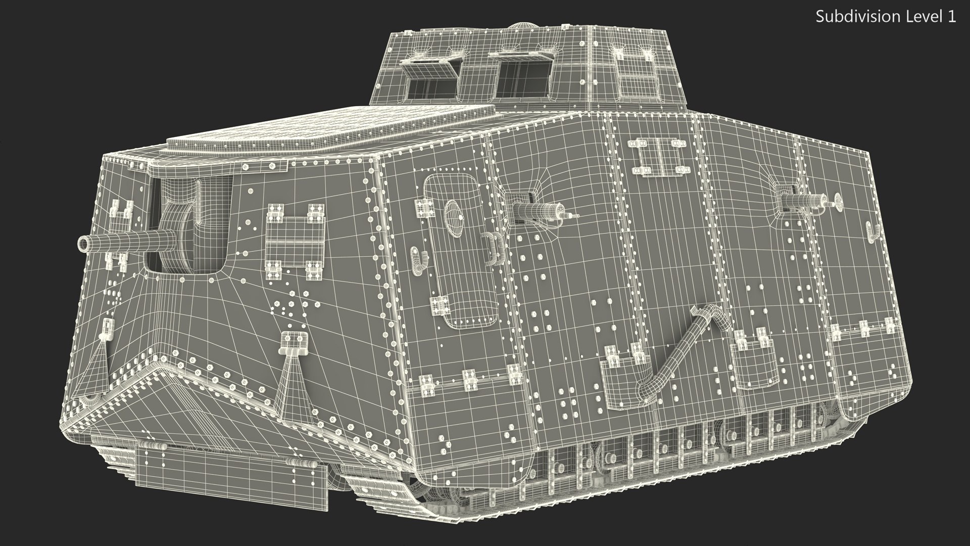 3D model German A7V Sturmpanzerwagen Tank Camo Aged Rigged - TurboSquid ...