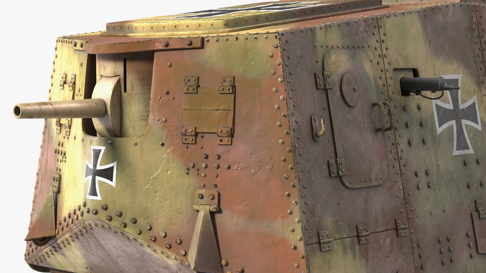 3D Model German A7V Sturmpanzerwagen Tank Camo Aged Rigged - TurboSquid ...