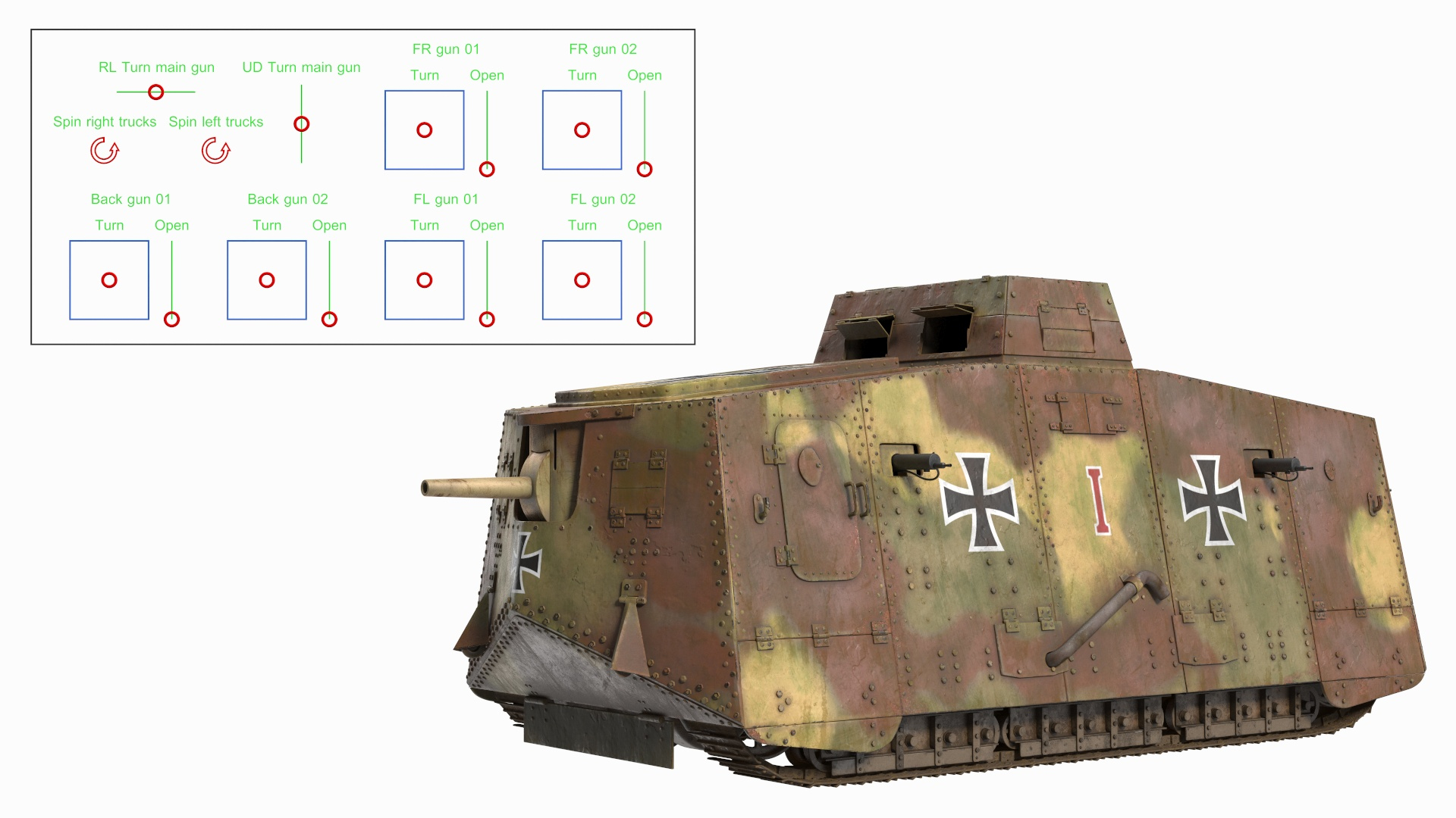 3D Model German A7V Sturmpanzerwagen Tank Camo Aged Rigged - TurboSquid ...