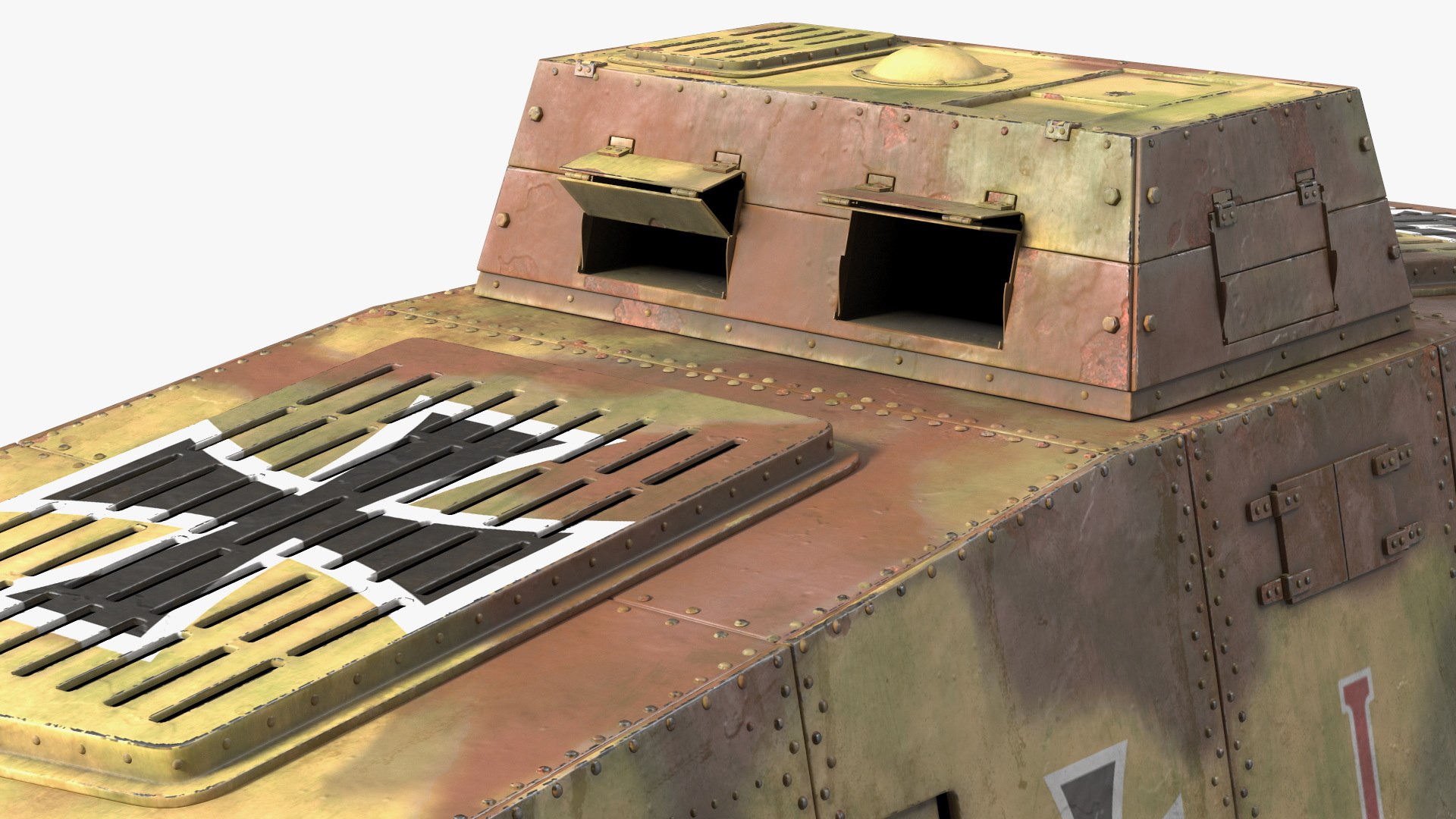 3D Model German A7V Sturmpanzerwagen Tank Camo Aged Rigged - TurboSquid ...