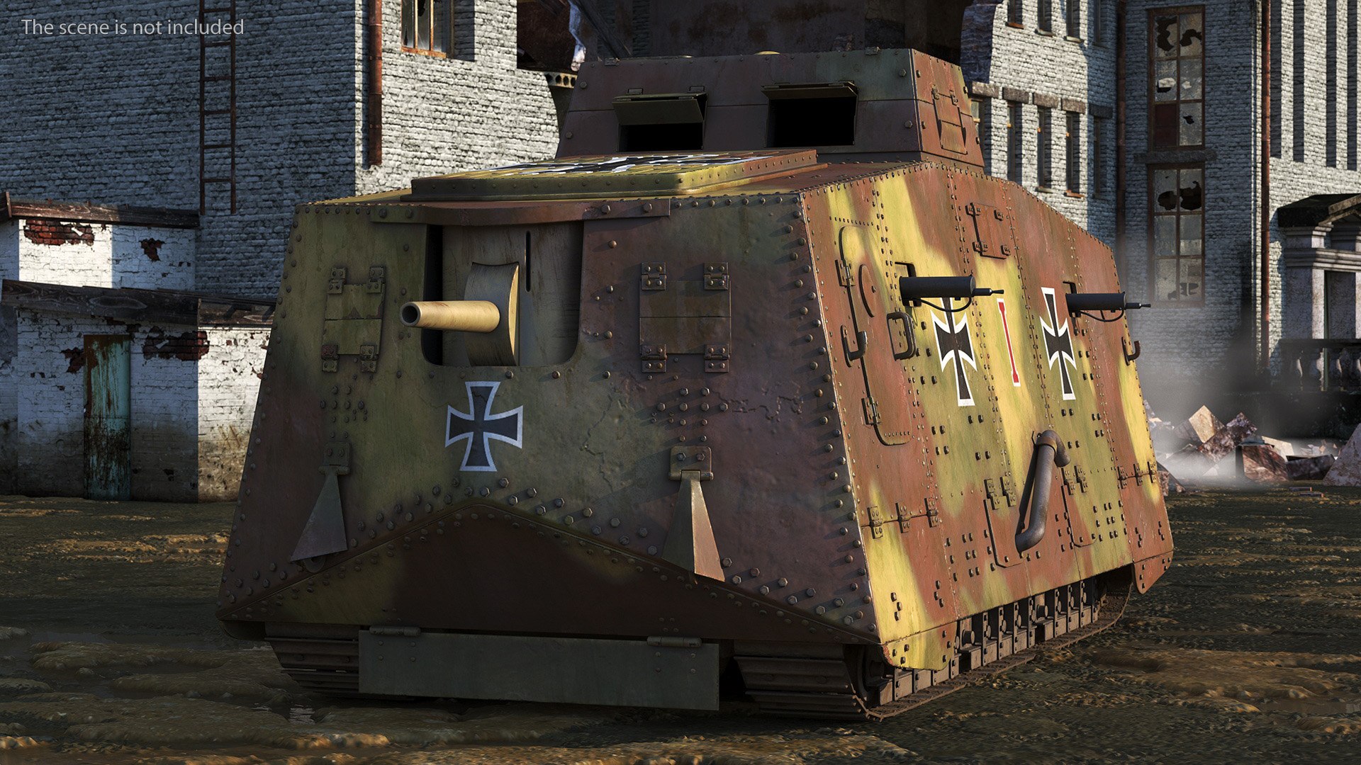 3D model German A7V Sturmpanzerwagen Tank Camo Aged Rigged - TurboSquid ...