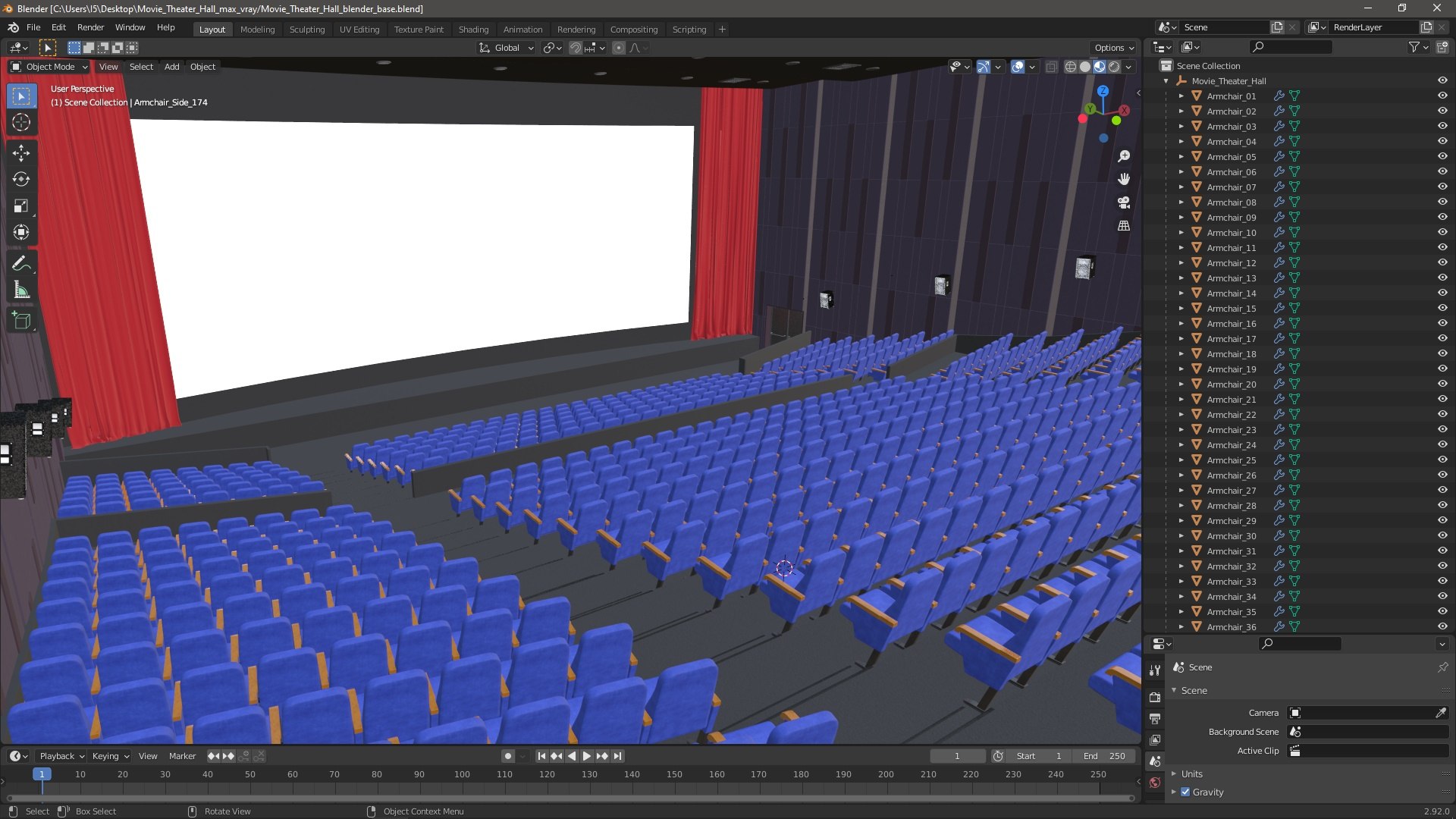 Movie Theater Hall 3D Model - TurboSquid 2240486