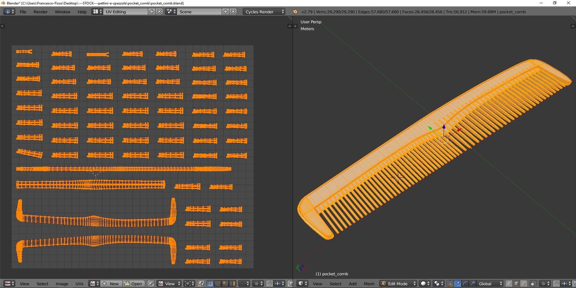 Pocket comb 3D model - TurboSquid 1404136