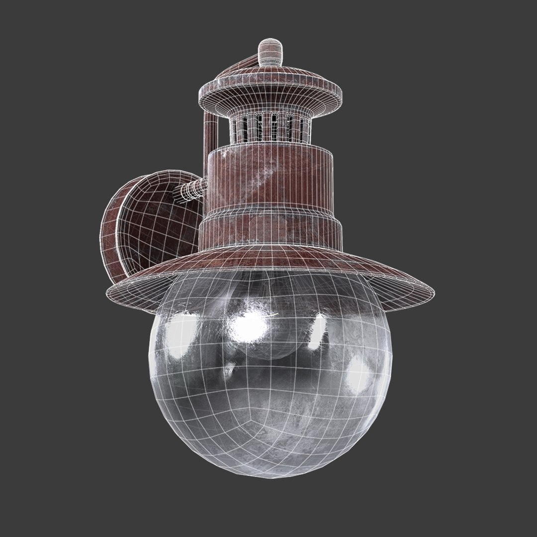 3D Old Rusty Wall Street Lamp - TurboSquid 2039361