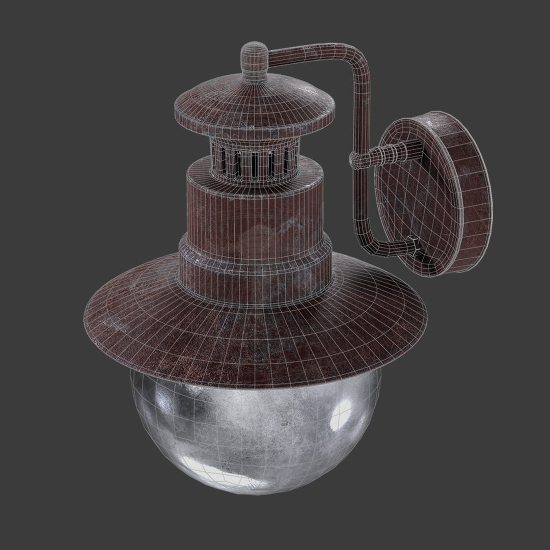 3D Old Rusty Wall Street Lamp - TurboSquid 2039361