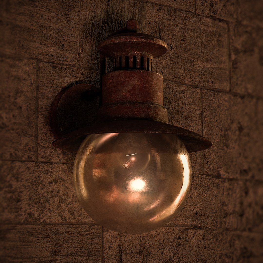 3D Old Rusty Wall Street Lamp - TurboSquid 2039361