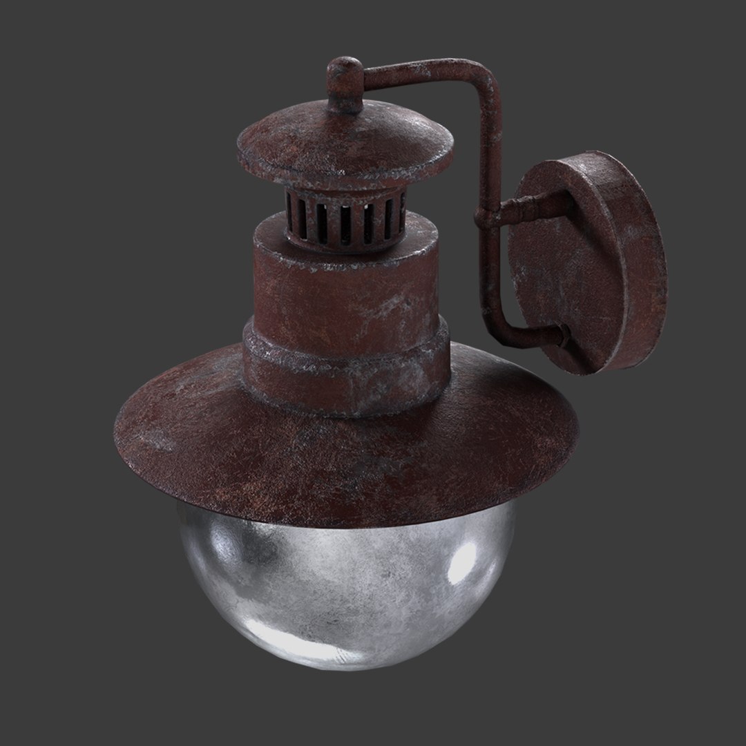 3D Old Rusty Wall Street Lamp - TurboSquid 2039361