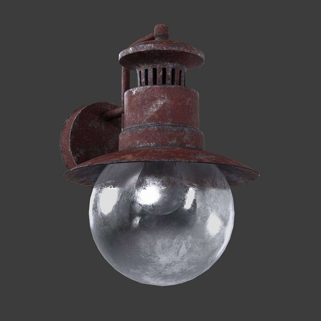 3D Old Rusty Wall Street Lamp - TurboSquid 2039361