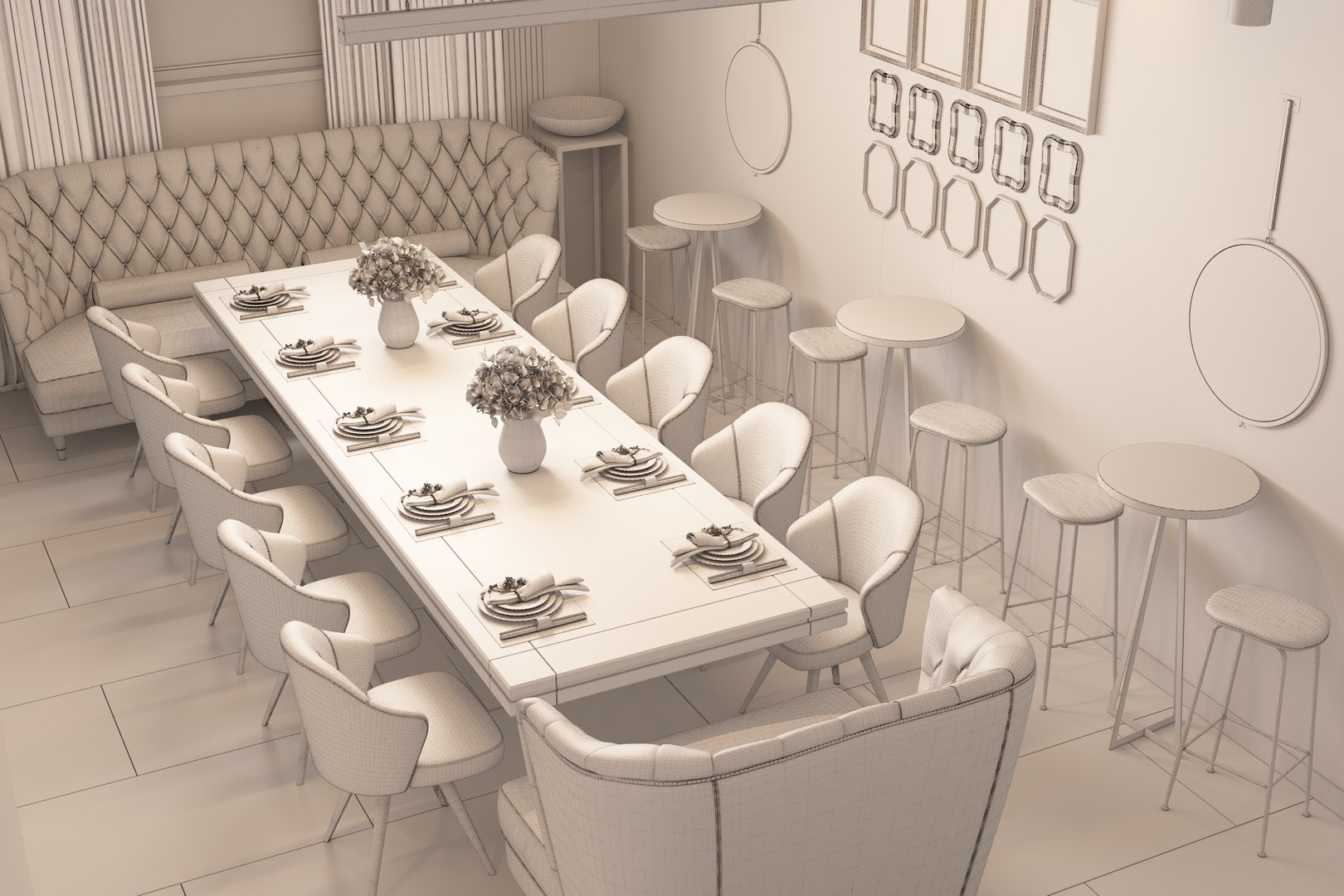 3D Reception, Dining Interior Design Project - TurboSquid 2055730