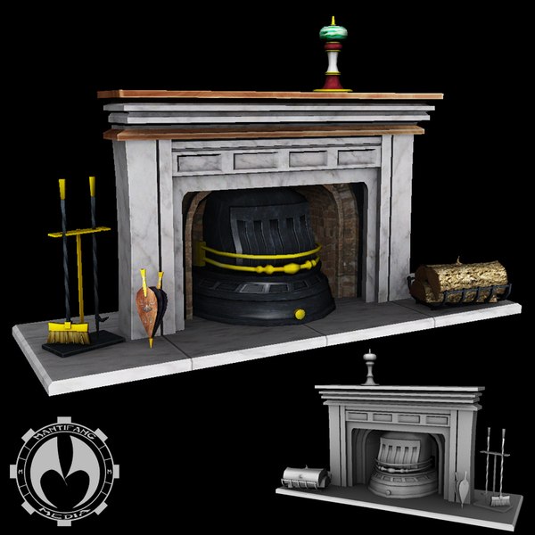 3d model of family fireplace mantle