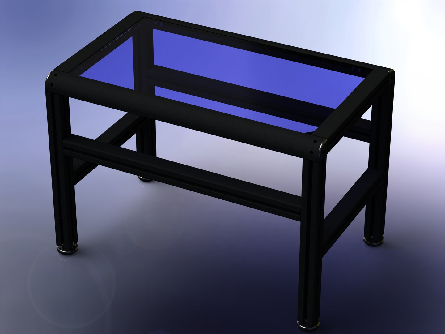 3D Aluminium Table With Glass Top Model - TurboSquid 2176468