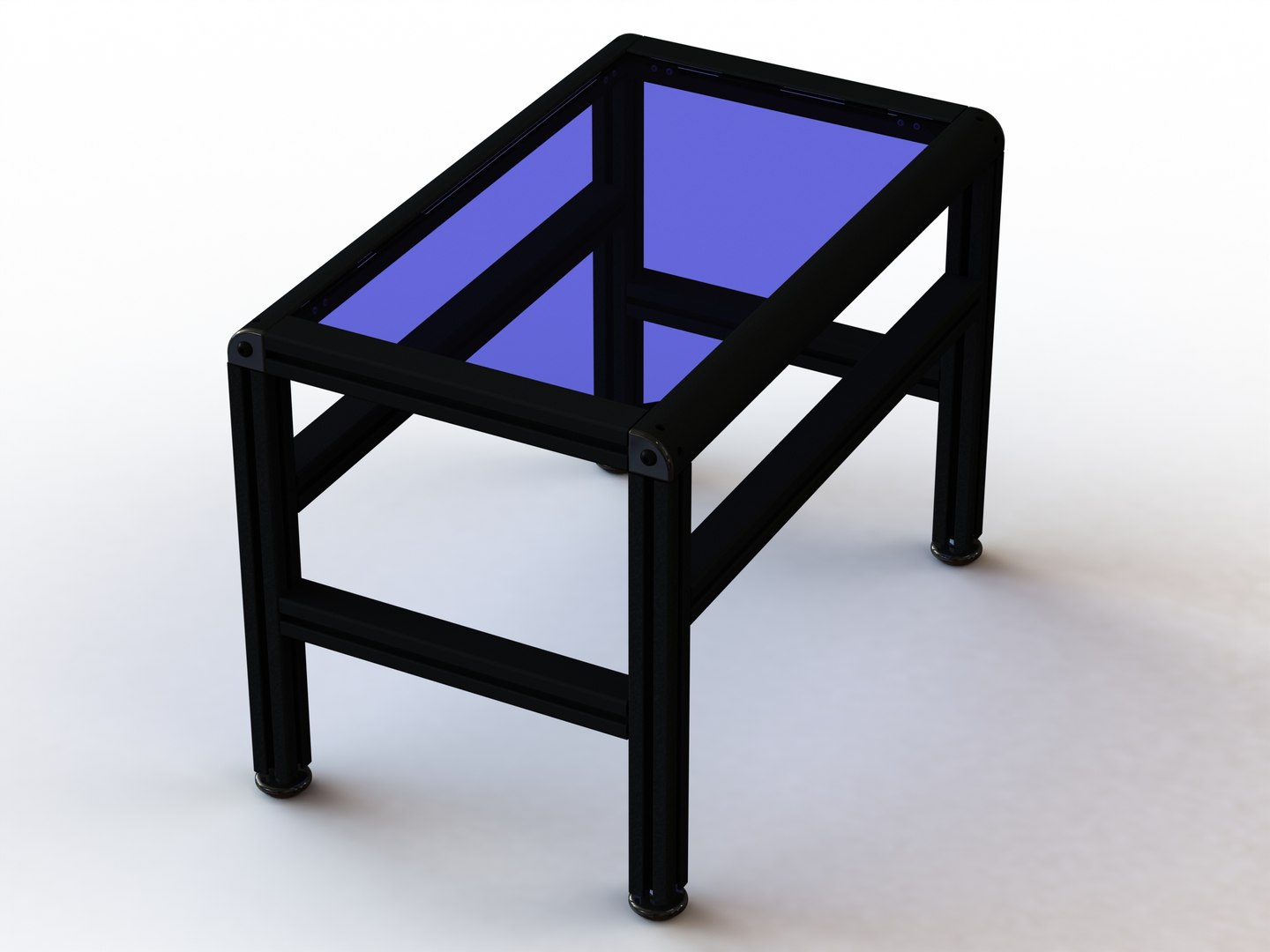 3D Aluminium Table With Glass Top Model - TurboSquid 2176468