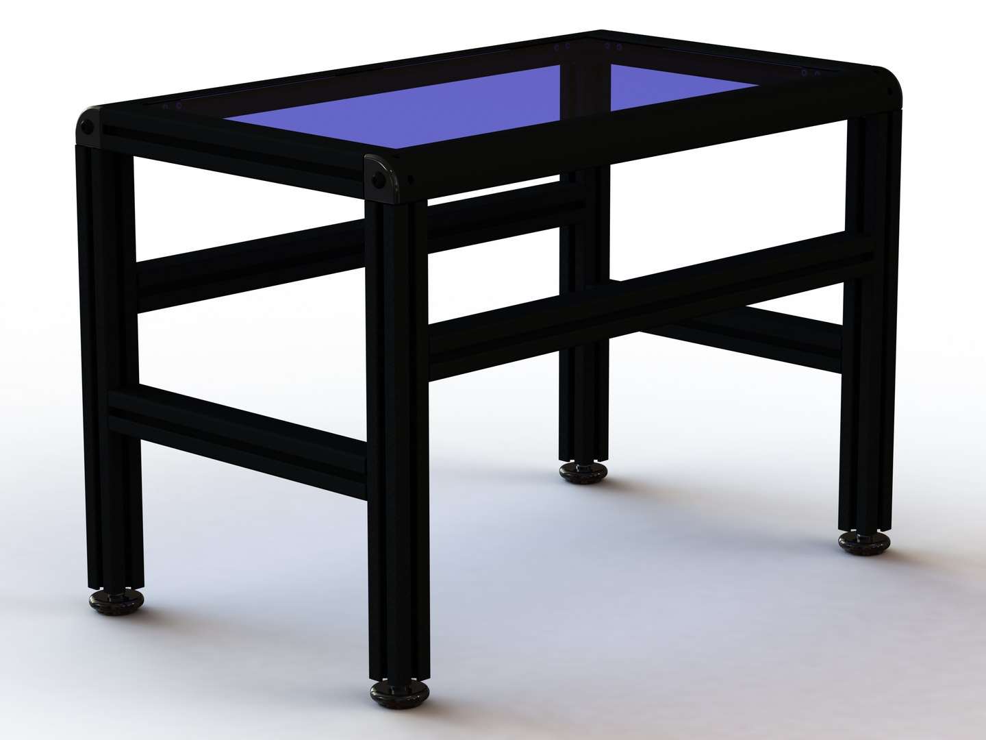 3D Aluminium Table With Glass Top Model - TurboSquid 2176468