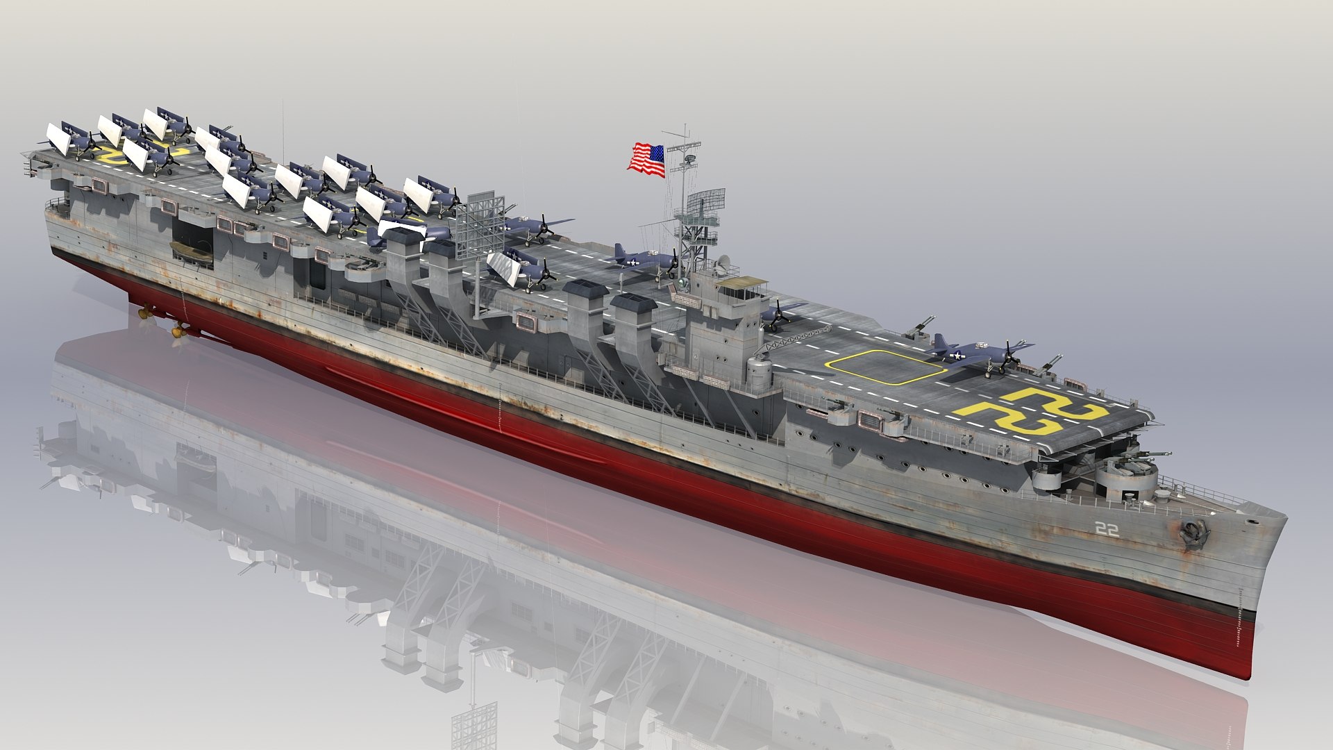 3D USS Independence CVL-22 Aircraft Carrier - TurboSquid 2080015