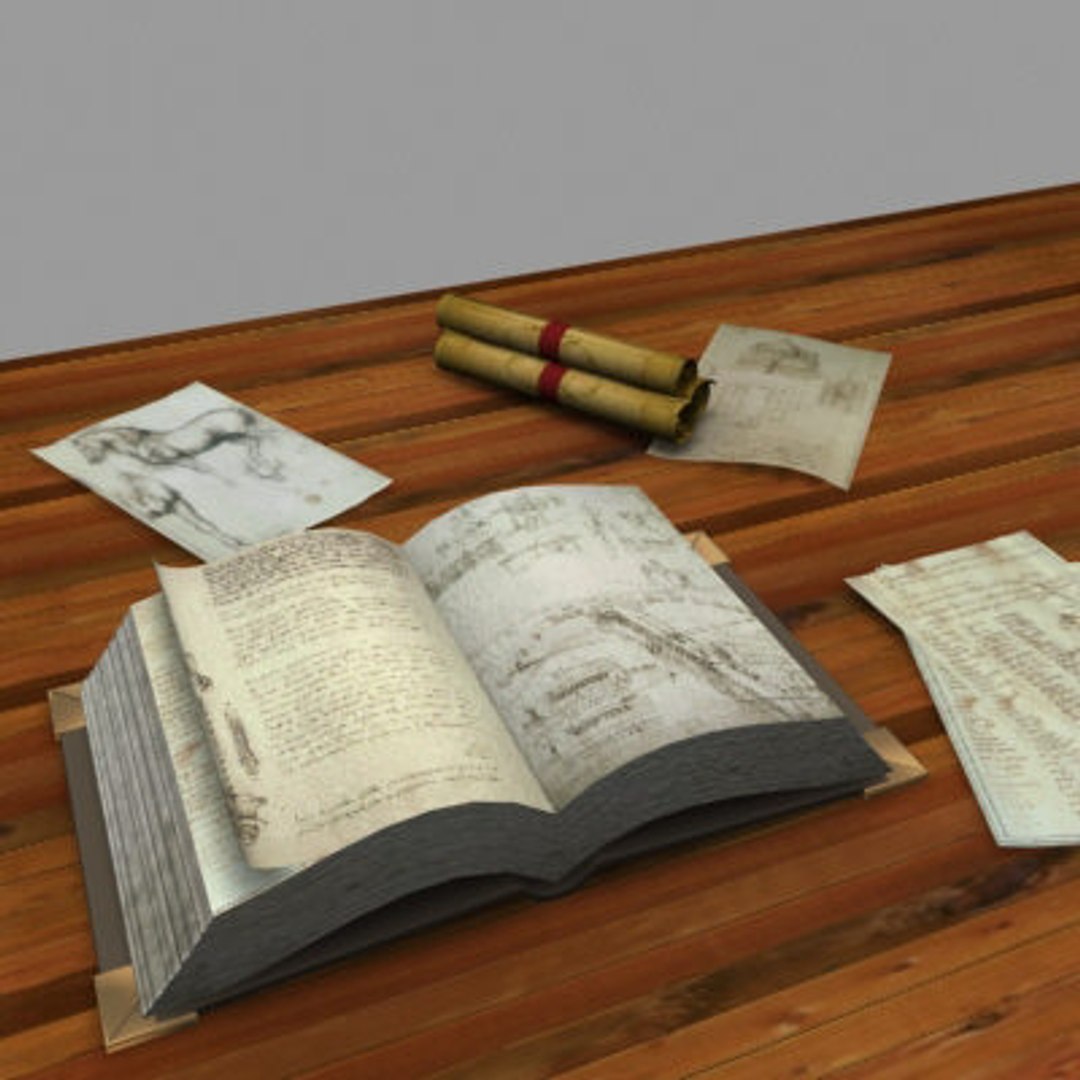 3d Book Papers Scrolls Model