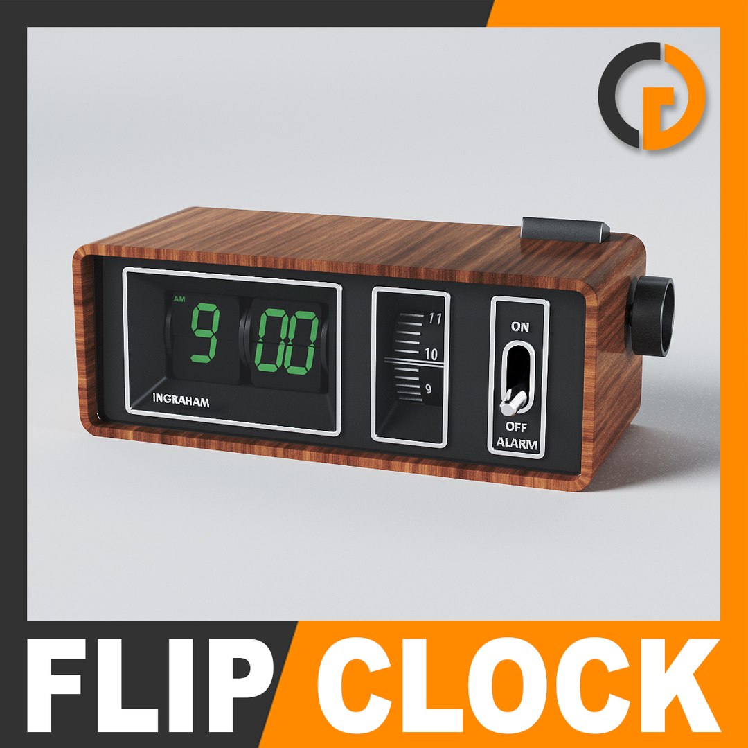 retro style alarm flip clock 3d model