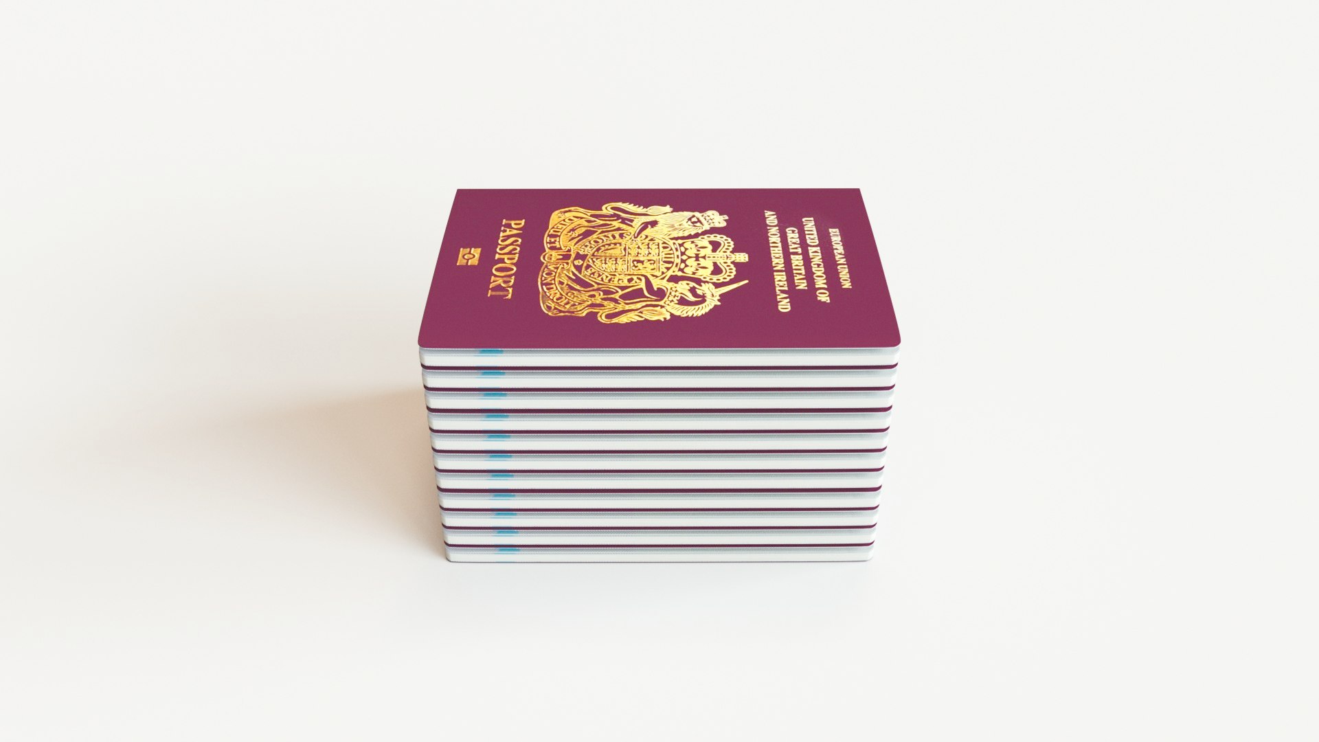 Passport Stack - UK Red - Simple Drag And Drop Texture - 3D Assets ...