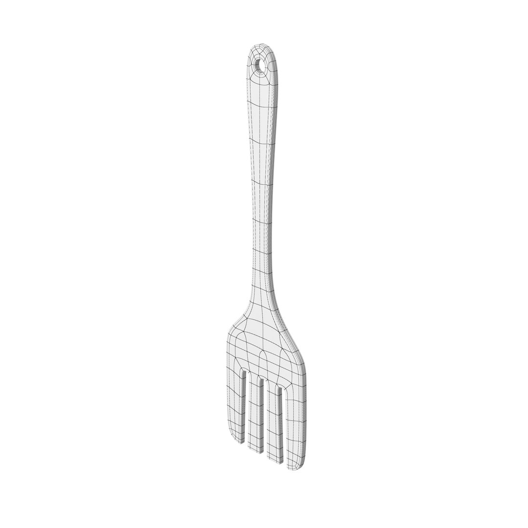 3D Wooden Kitchen Spatula Fork - TurboSquid 2175188
