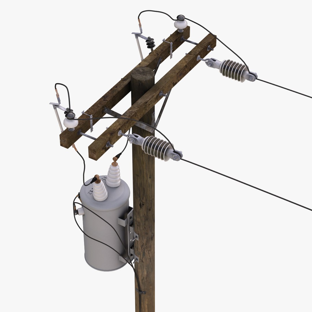 3d Power Transformer Pole Model