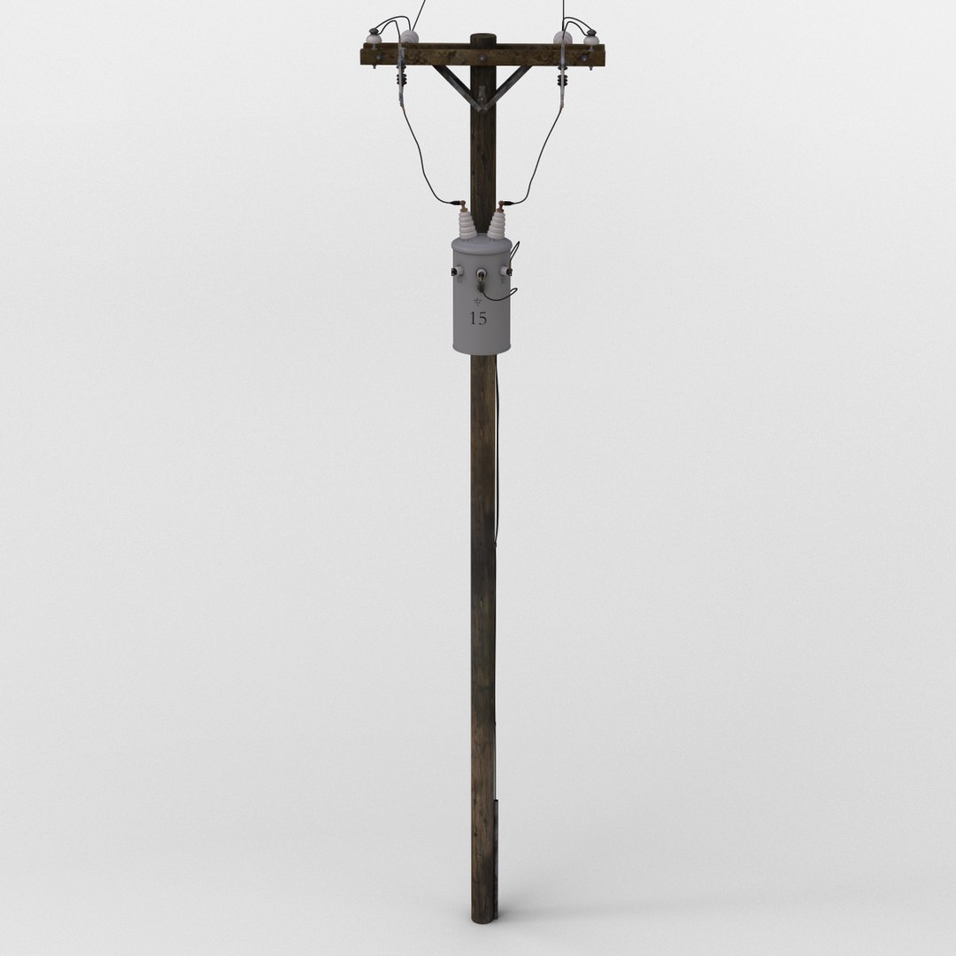 3d Power Transformer Pole Model