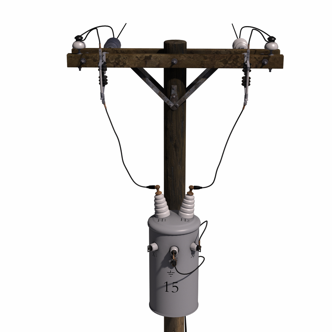 3d Power Transformer Pole Model