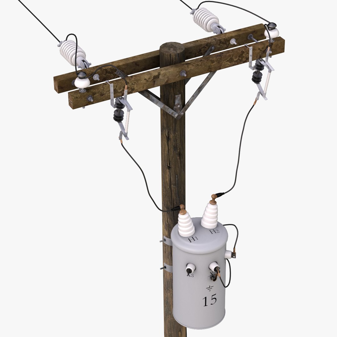 3d Power Transformer Pole Model