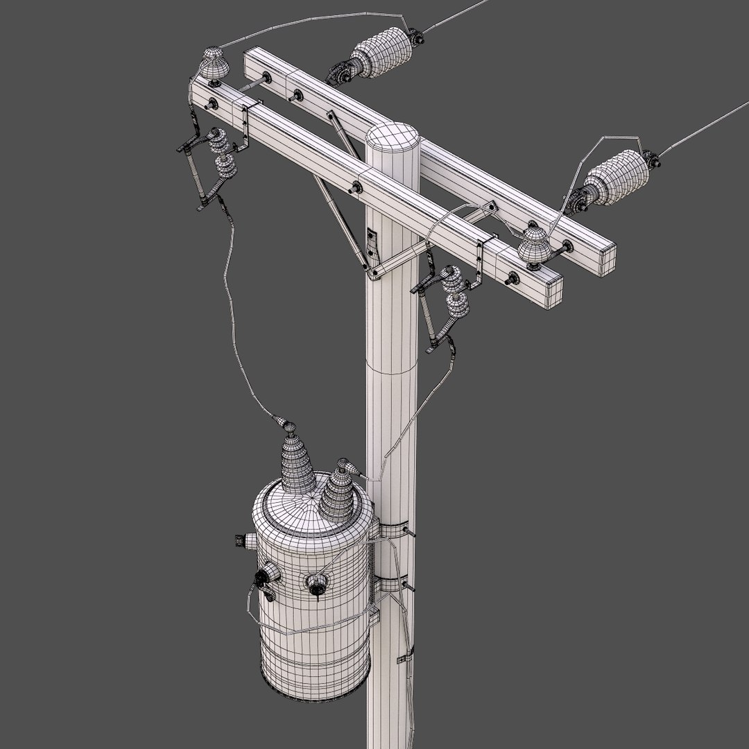 3d Power Transformer Pole Model