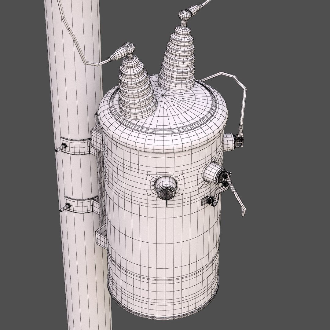 3d Power Transformer Pole Model