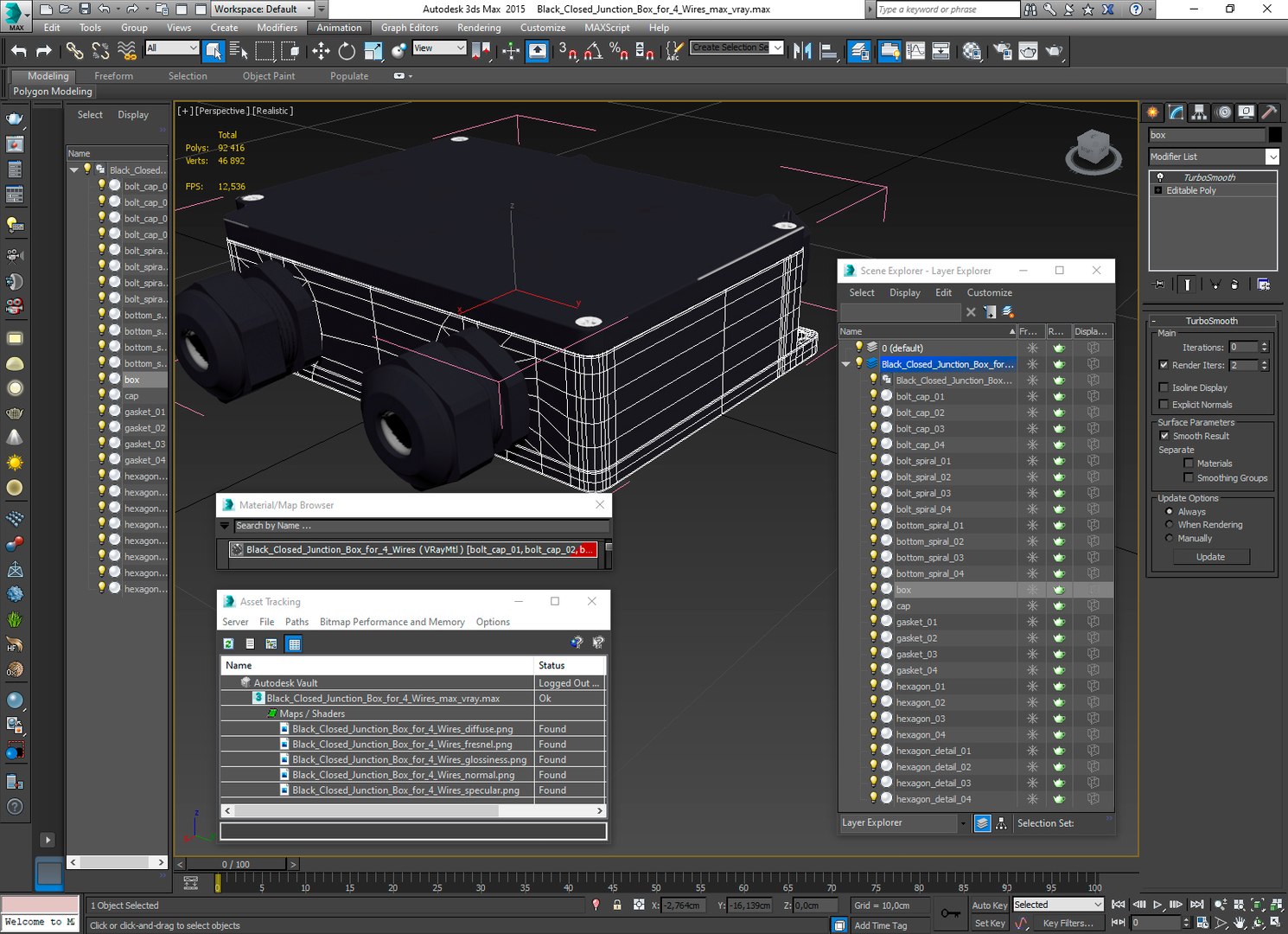 3D Black Closed Junction Box For 4 Wires - TurboSquid 1908786