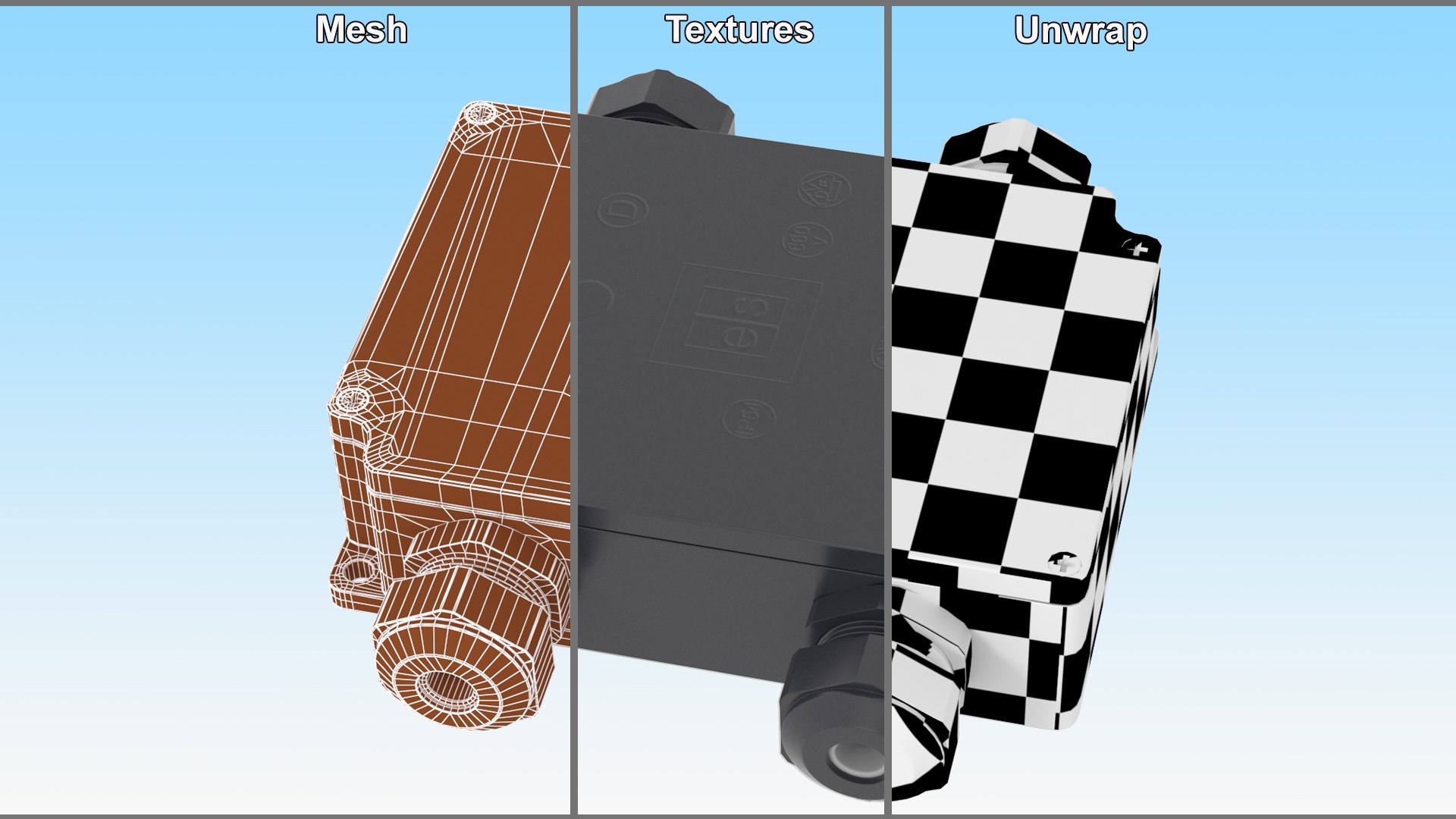 3D Black Closed Junction Box For 4 Wires - TurboSquid 1908786