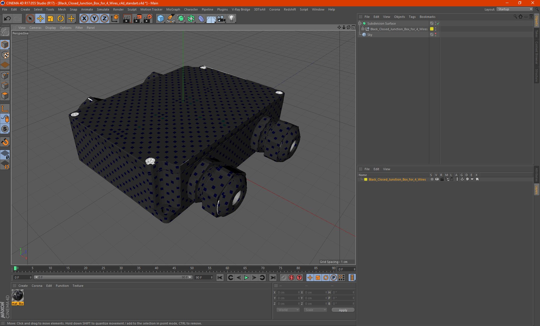 3D Black Closed Junction Box For 4 Wires - TurboSquid 1908786