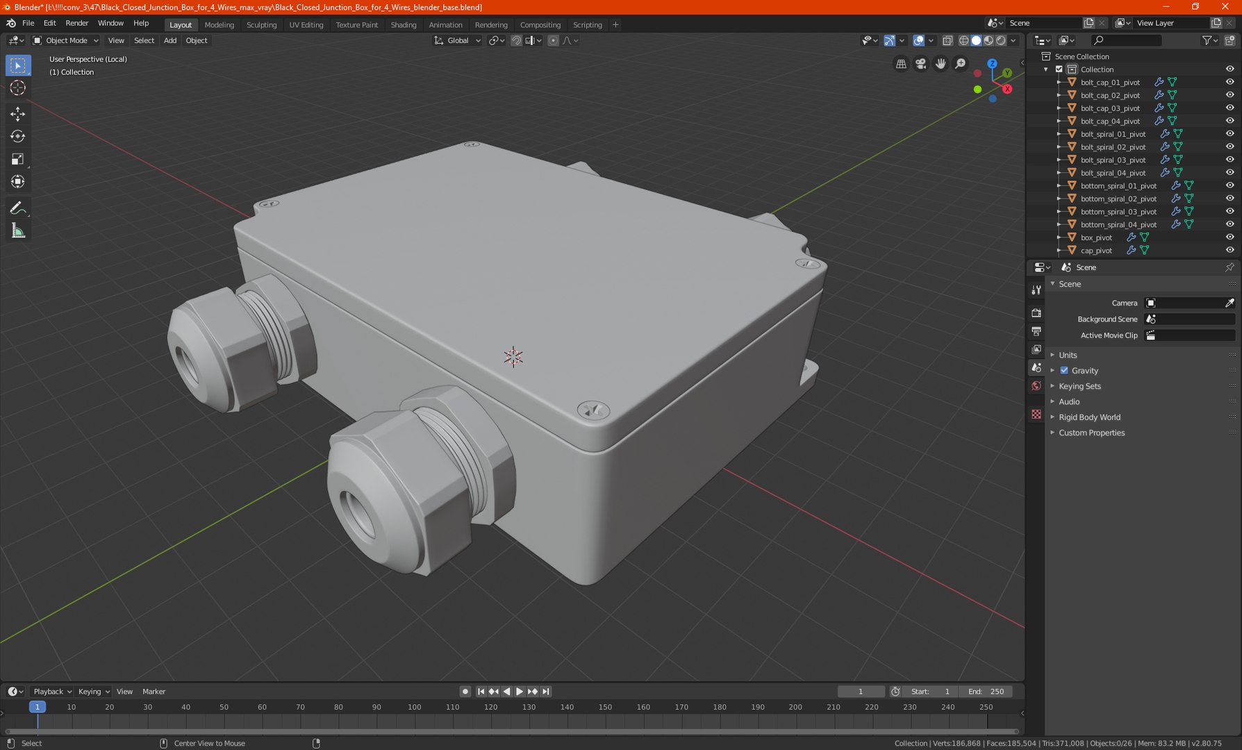 3D Black Closed Junction Box For 4 Wires - TurboSquid 1908786