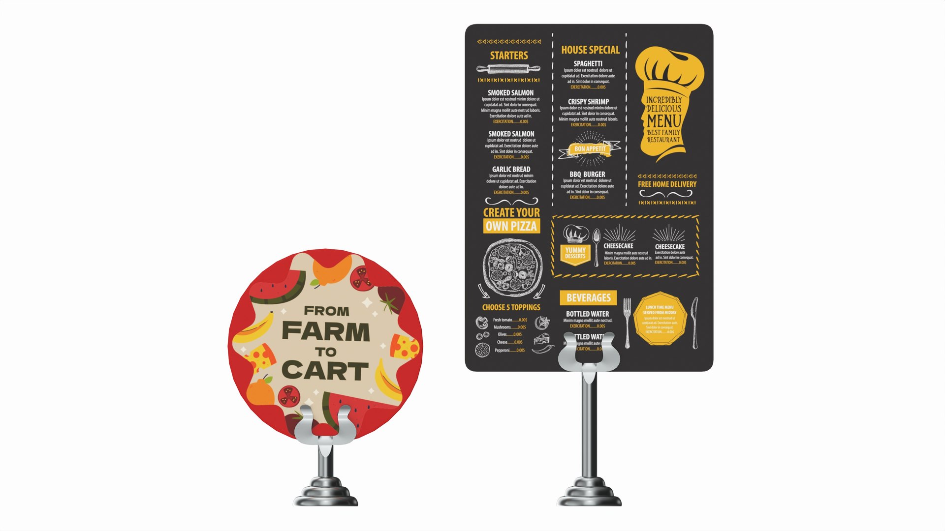 3D Menu Number Sign Display Stand Set - TurboSquid 2224852