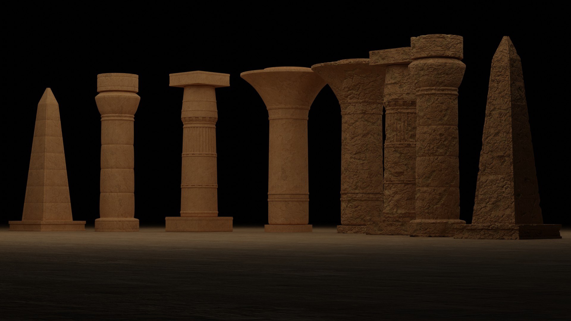 3D model Egyptian Pillar Pack - TurboSquid 2180296