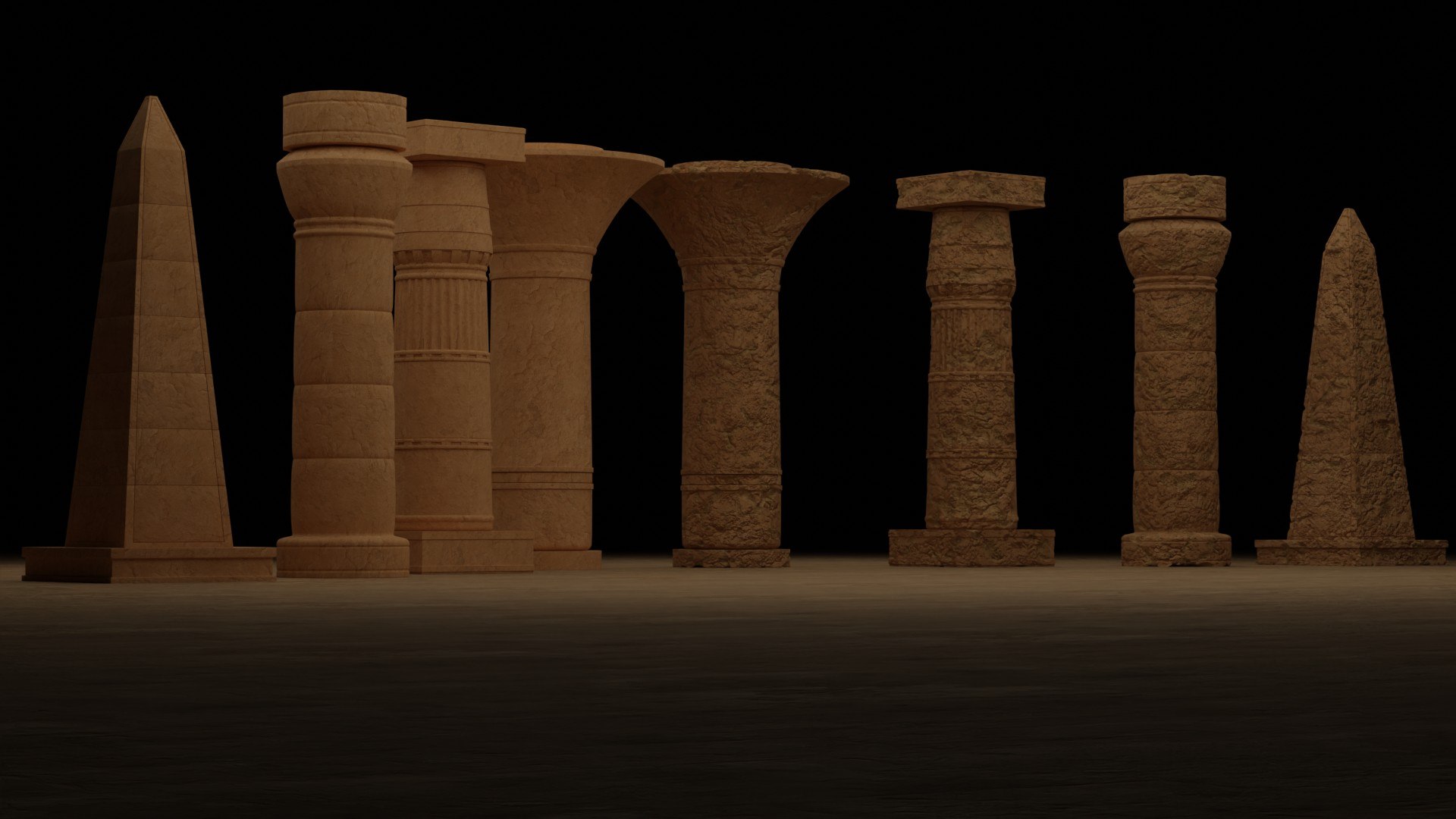 3D Model Egyptian Pillar Pack - TurboSquid 2180296