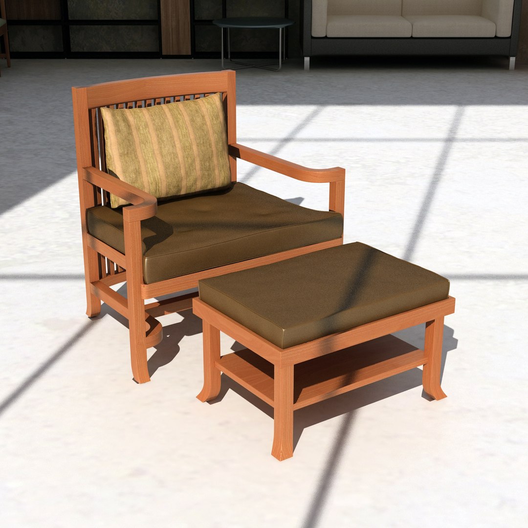 max frank lloyd spindle chair ottoman