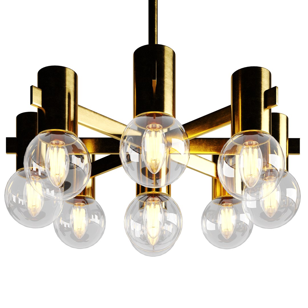 1st DIBS Brass And Glass Light Fixtures In The Style Of Jakobsson 1960s ...