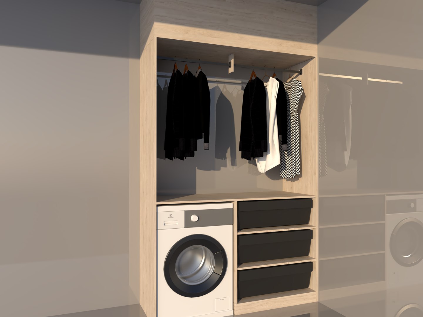 Modern Laundry Closet Cabinet With Washing Machine 3D Model 3D ...