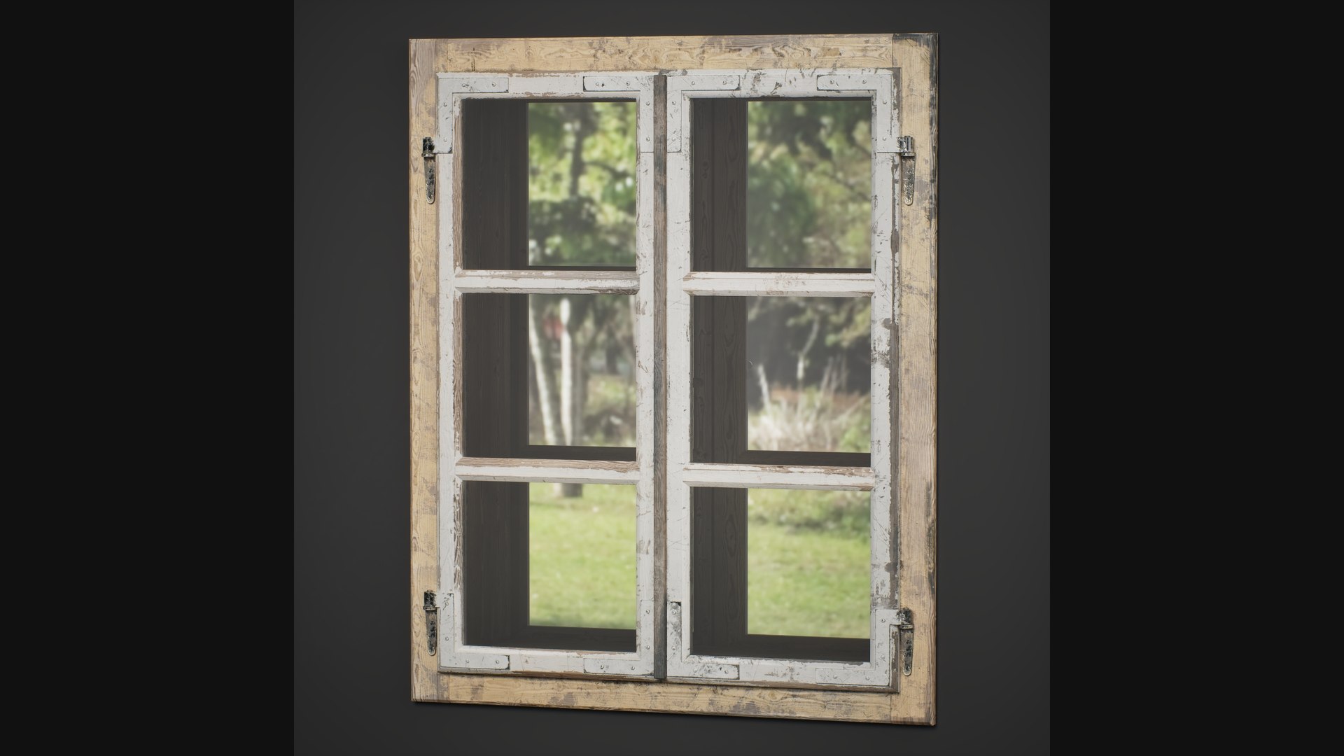3D Old Painted Wood Window Model - TurboSquid 2163518