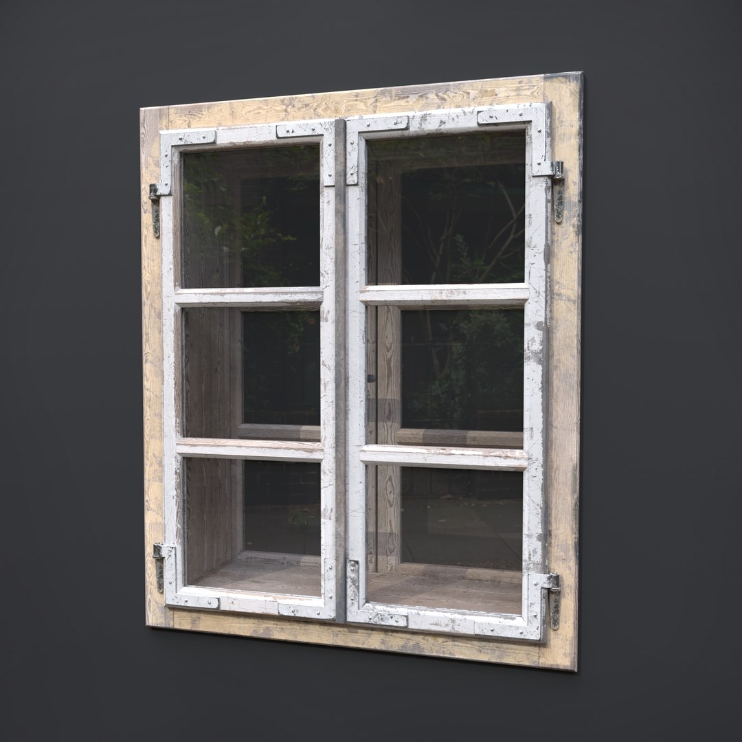 3D Old Painted Wood Window Model - TurboSquid 2163518