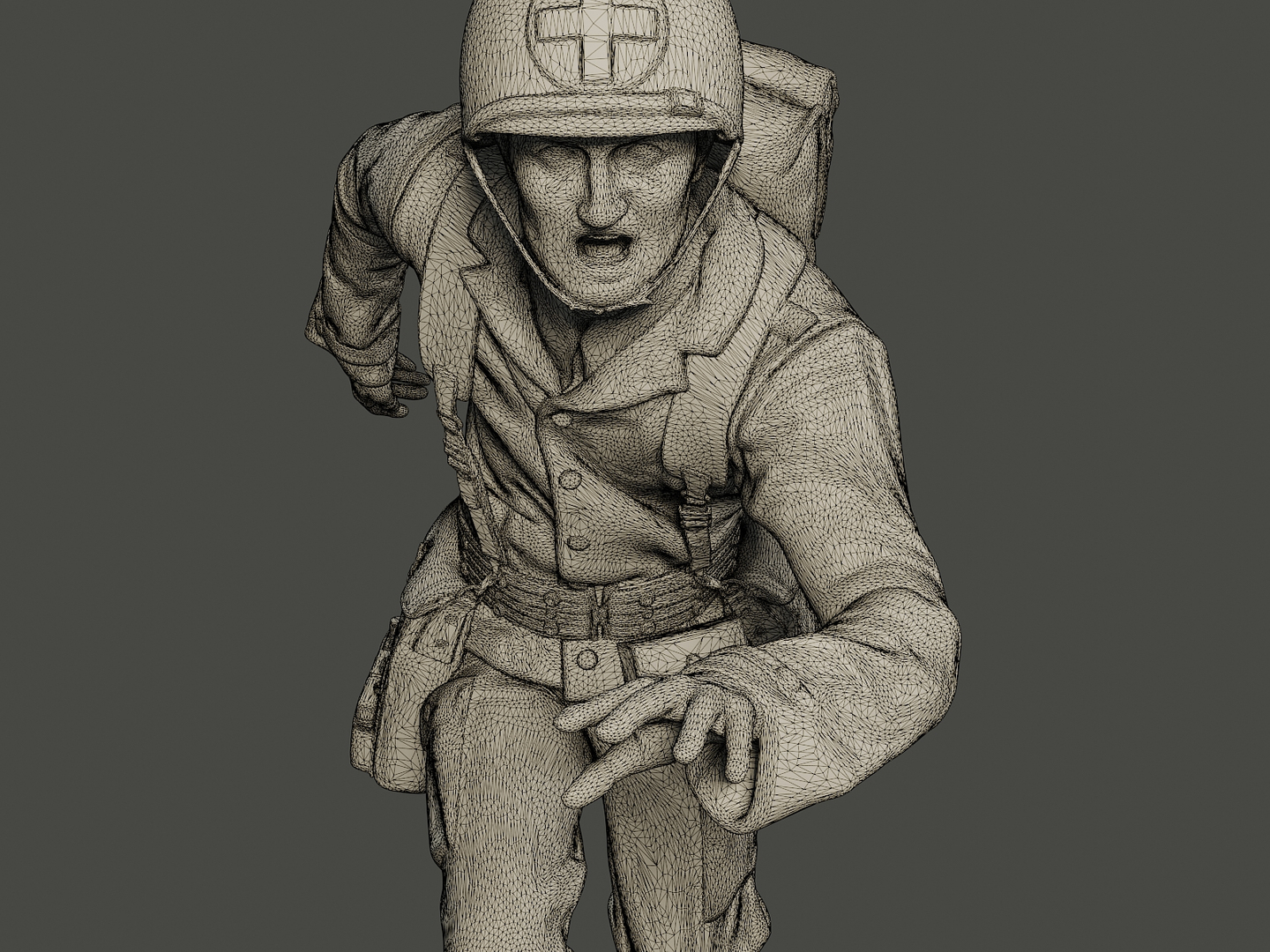 American soldier ww2 running 3D - TurboSquid 1572909