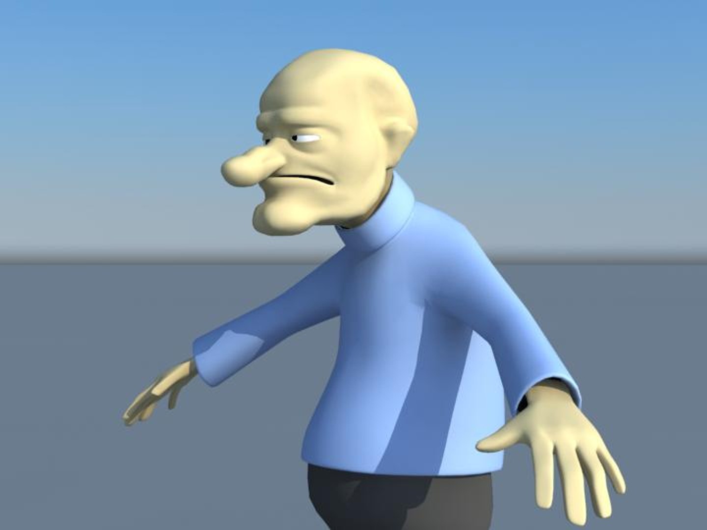 Free Obj Model Cartoon Character Old Man