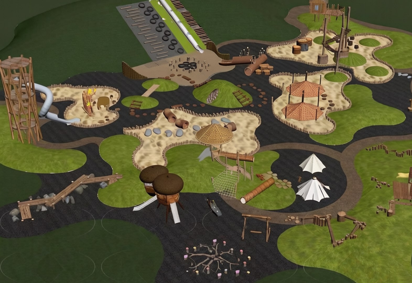 Modern Eco Playground Natural Play Equipment Park Design 3D ...