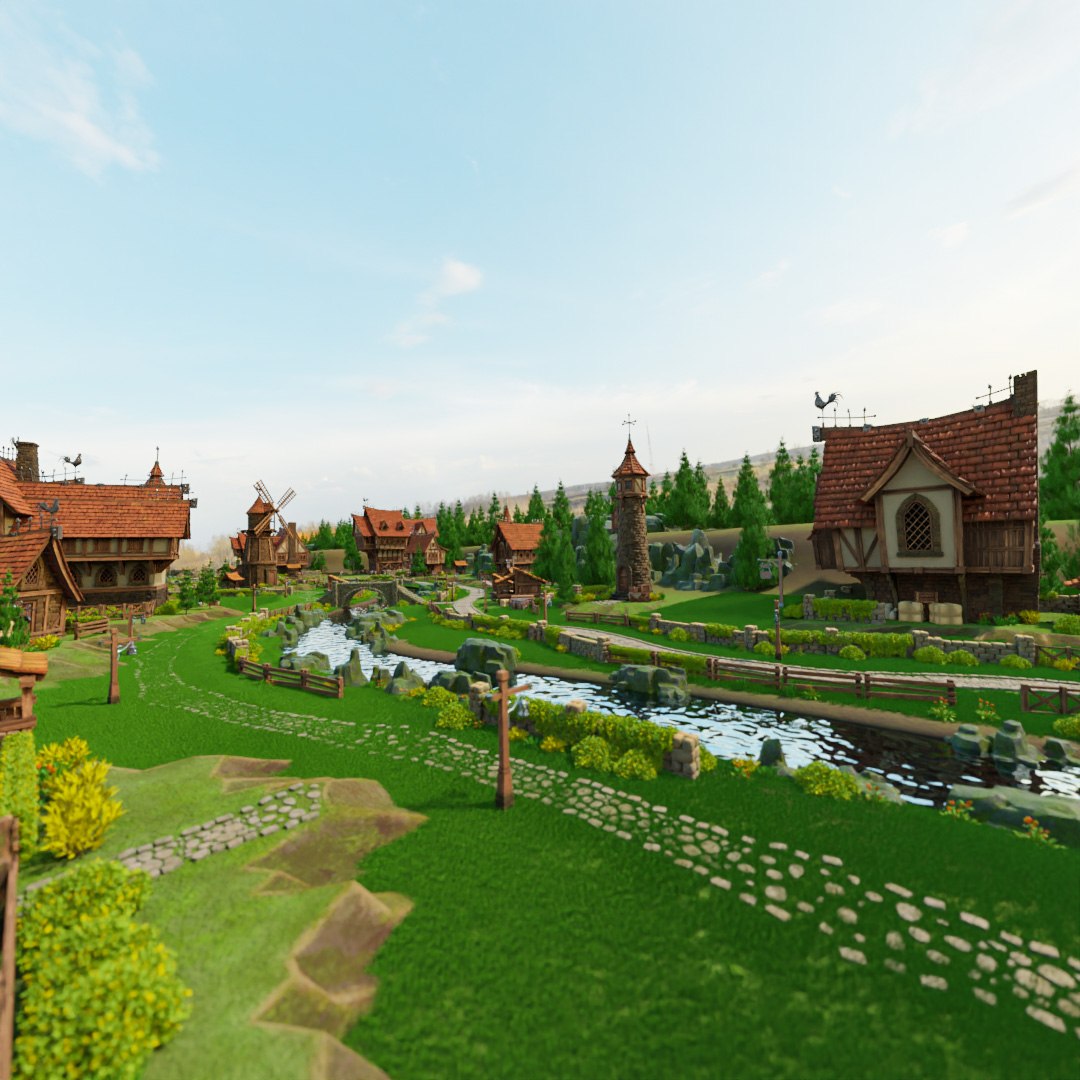 STYLIZED MEDIEVAL BUILDING ENVIRONMENT SCENE WITH ALL THE ASSET 3D ...