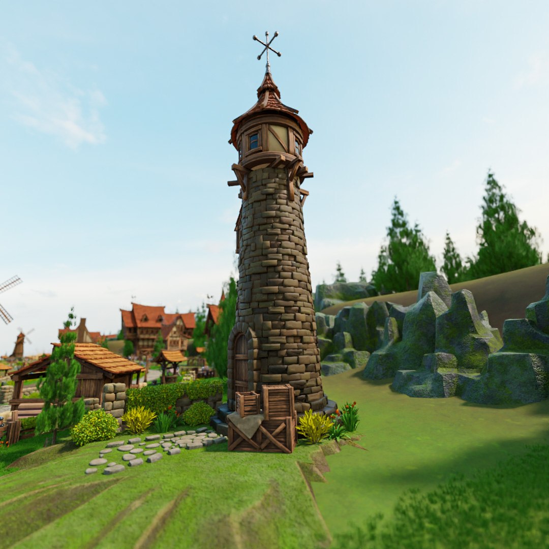 STYLIZED MEDIEVAL BUILDING ENVIRONMENT SCENE WITH ALL THE ASSET 3D ...